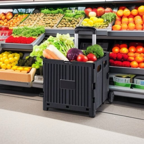 Other | Heavy Duty Black Portable Cart Collapsible Mobile Storage Crate ...